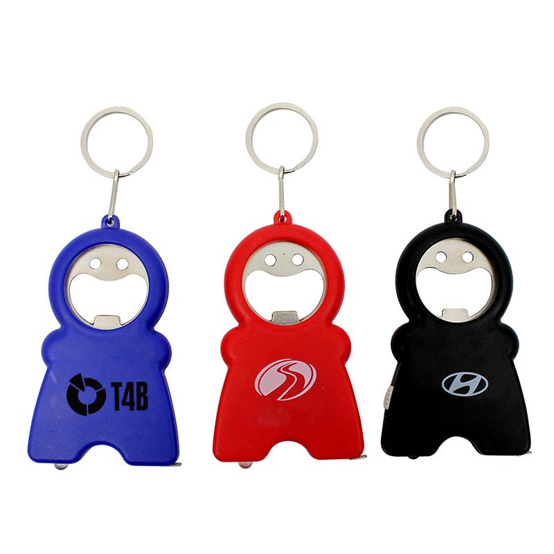 Smiling Man Keychain With Tape Measure, Led Light And Bottle Opener ...