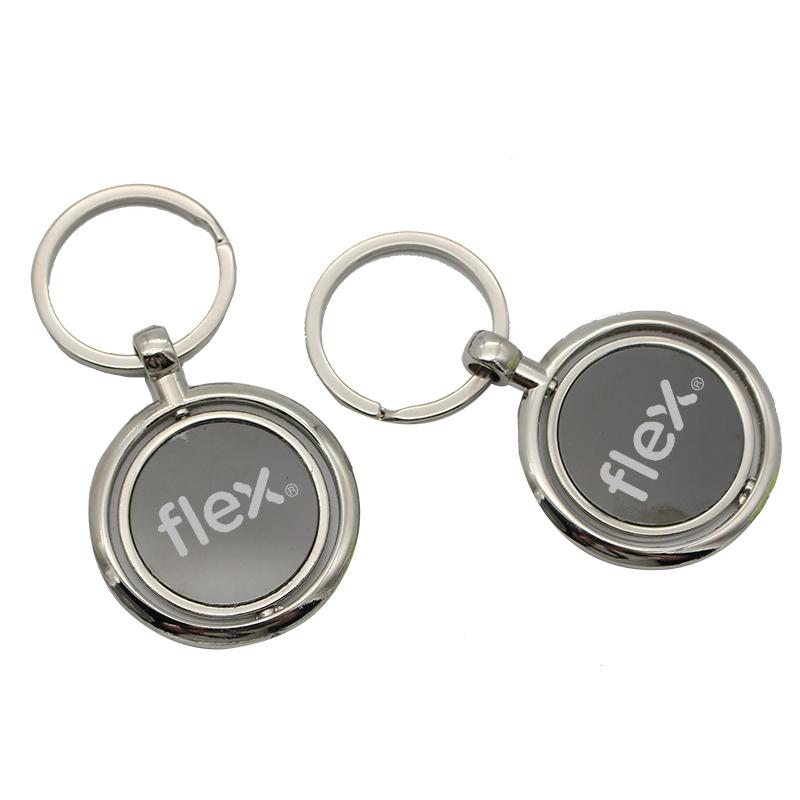 Round Zinc Alloy Keychain With Rotating Plate – One Dollar Only