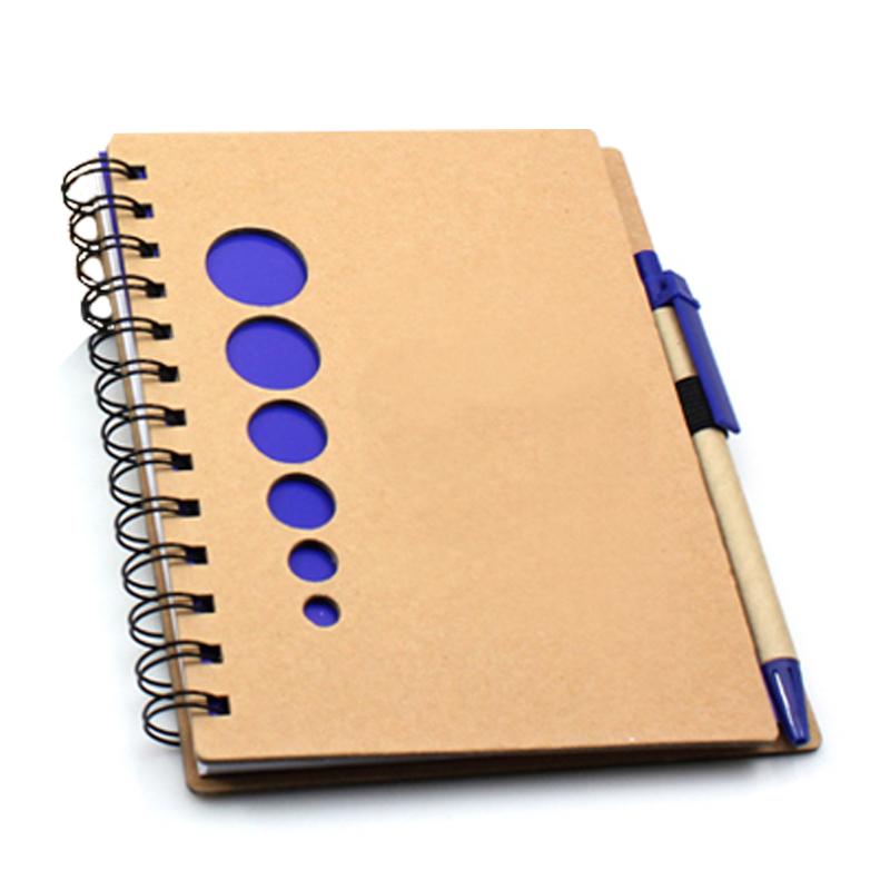Notebook Set With Circle Cutouts On Kraft Paper Cover – One Dollar Only