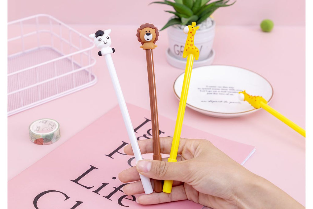 Cartoon Safari Animal Design Gel Ink Pen – One Dollar Only